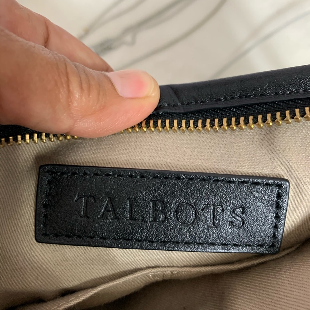 Talbots Black Leather Calf Hair Crossbody Bag - Gem